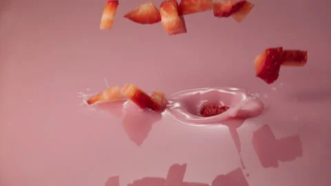 Pieces Of Strawberry Stock Footage ~ Royalty Free Stock Videos | Pond5