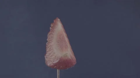 Strawberry rotating with loop on blue sc... | Stock Video | Pond5