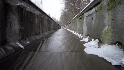 A stream in a concrete ditch or rainwate... | Stock Video | Pond5