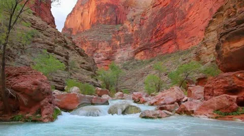 stream flowing in beautiful canyon in th... | Stock Video | Pond5