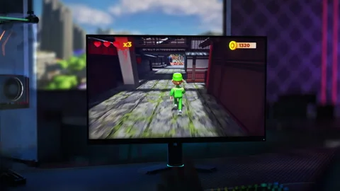 Streamer controlling the hero running on... | Stock Video | Pond5