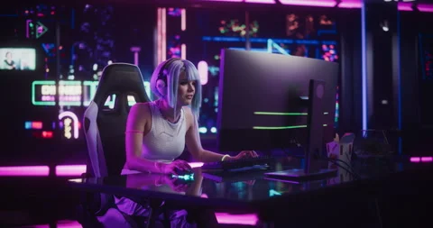 Streamer Cosplay with Cyberpunk Backgrou... | Stock Video | Pond5