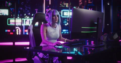 Streamer Cosplay with Cyberpunk Backgrou... | Stock Video | Pond5