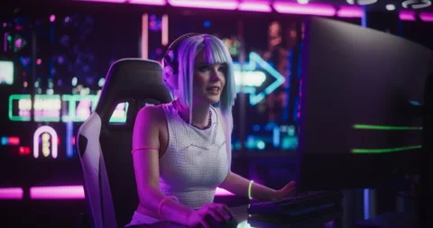 Streamer Cosplay with Cyberpunk Backgrou... | Stock Video | Pond5