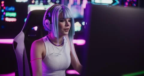 Streamer Cosplay with Cyberpunk Backgrou... | Stock Video | Pond5