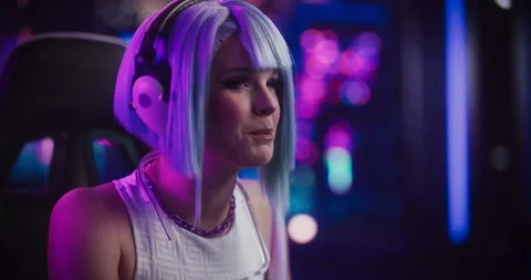 Streamer Cosplay with Cyberpunk Backgrou... | Stock Video | Pond5