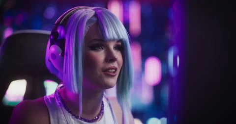 Streamer Cosplay with Cyberpunk Backgrou... | Stock Video | Pond5