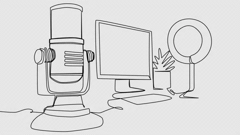 Streamer studio self-drawing by single l... | Stock Video | Pond5