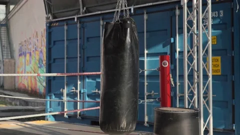 Street arena for boxing and martial arts... | Stock Video | Pond5