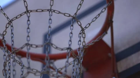 Street basketball hoop, metal mesh and b... | Stock Video | Pond5