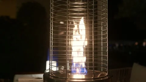 Street gas heater in a outside patio of ... | Stock Video | Pond5