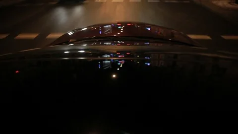 Street illumination on car hood. Light r... | Stock Video | Pond5