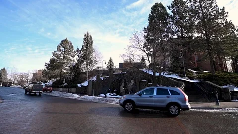 Street scene in Bend Oregon with cars dr... | Stock Video | Pond5