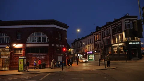 Street scene in front of Tufnell Park Un... | Stock Video | Pond5