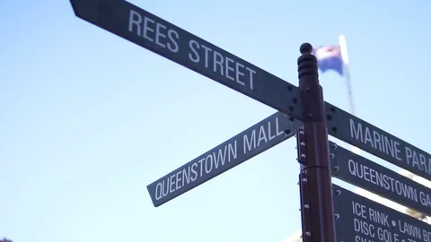 Street Sign in Queenstown with New Zeala... | Stock Video | Pond5
