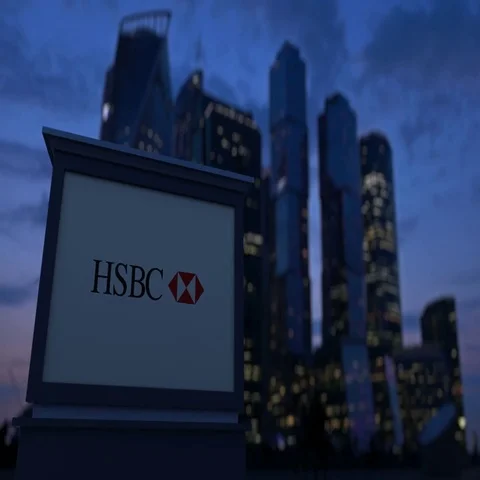Street signage board with HSBC logo in t... | Stock Video | Pond5