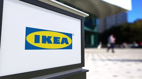 Street signage board with Ikea logo. Blu... | Stock Video | Pond5