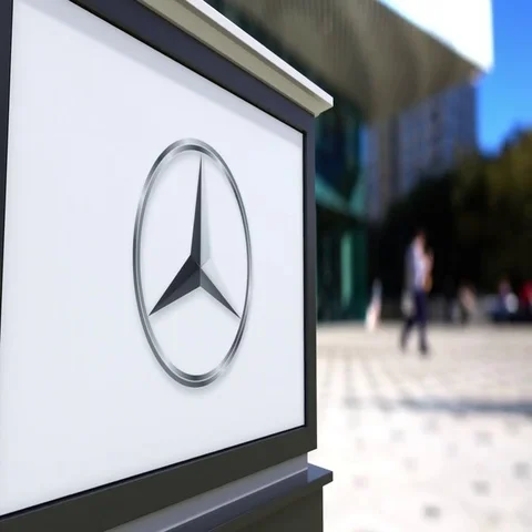 Street signage board with Mercedes-Benz ... | Stock Video | Pond5