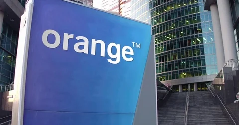 Street signage board with Orange S.A. lo... | Stock Video | Pond5