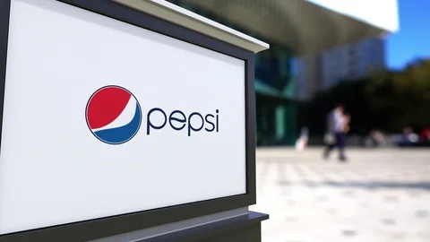 Street signage board with Pepsi logo. Bl... | Stock Video | Pond5