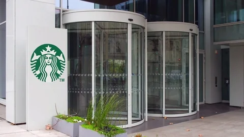 Street signage board with Starbucks logo... | Stock Video | Pond5