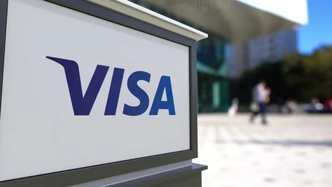 Street signage board with Visa Inc. logo... | Stock Video | Pond5
