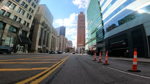 Street View Downtown Detroit City Street... | Stock Video | Pond5