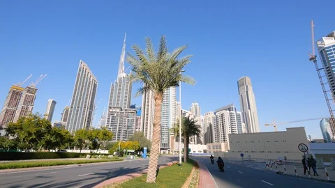 Street walking past palm trees with view... | Stock Video | Pond5