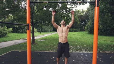 Street Workout young natural muscles man... | Stock Video | Pond5
