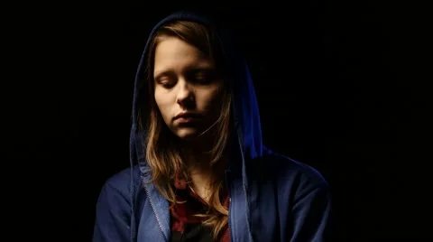 Stressed teen girl fear of something. 4K | Stock Video | Pond5