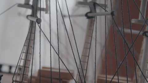 Strings on an Antique Model Ship in an O... | Stock Video | Pond5