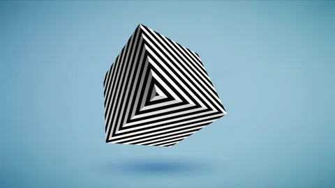 Striped cube animation on blue backgroun... | Stock Video | Pond5
