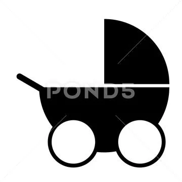 Stroller icon on white background. Stroller sign. carriage symbol. flat ...