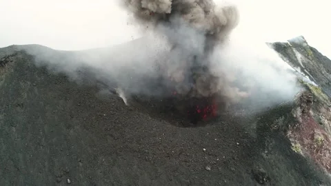 Stromboli volcano eruption lava with slo... | Stock Video | Pond5