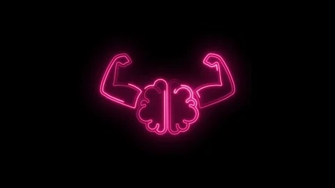 Strong brain symbol with biceps glowing ... | Stock Video | Pond5