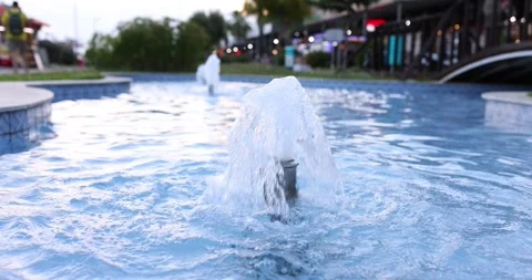 Strong jet of water flowing from fountai... | Stock Video | Pond5