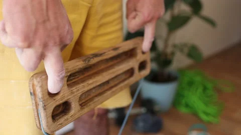strong male rock climber's hand holds bo... | Stock Video | Pond5