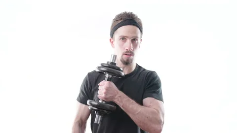 Strong man on white background weight li... | Stock Video | Pond5