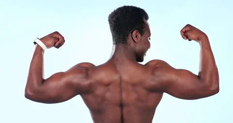 Strong, muscle and black man flexing bic... | Stock Video | Pond5