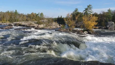Strong white water and river rapids with... | Stock Video | Pond5