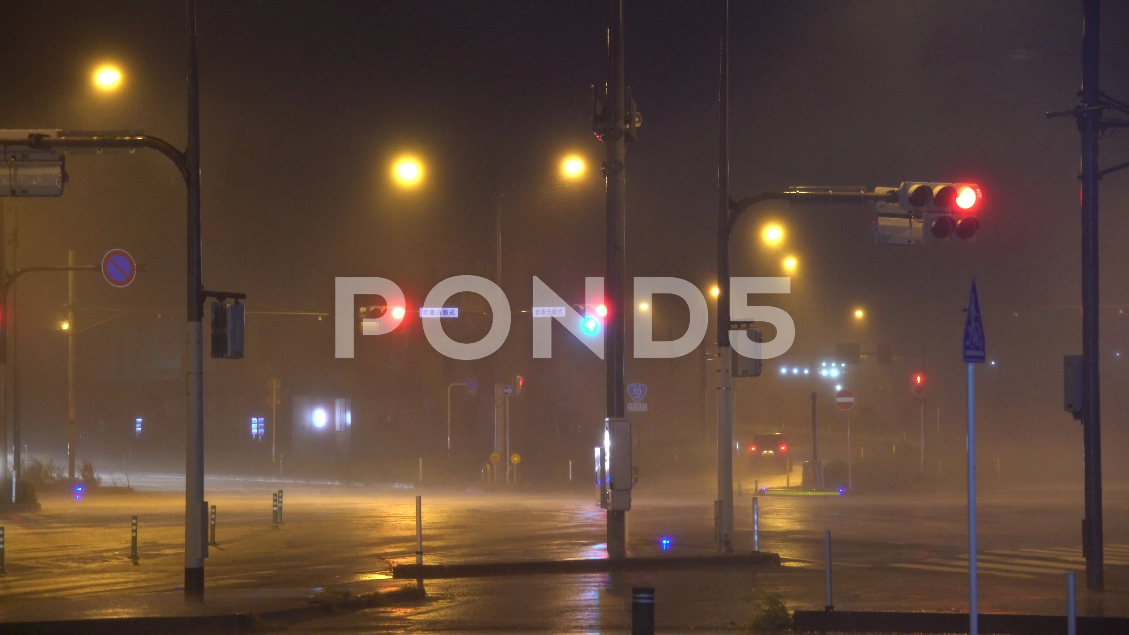 Blowing Rain Street Light