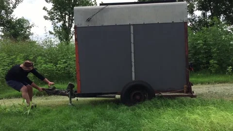 Strongman Pulls Trailer By Hand | Stock Video | Pond5
