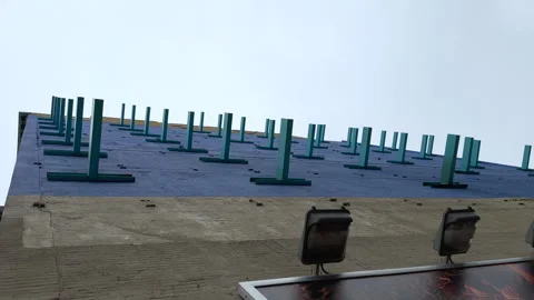 Structural beams sticking out at side of... | Stock Video | Pond5