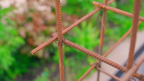 A structure of rusted metal rebar twiste... | Stock Video | Pond5