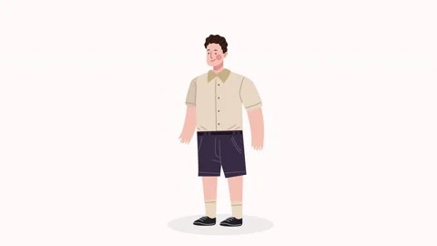 student boy standing character animation | Stock Video | Pond5