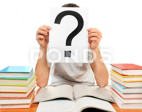 Student with Question Mark Student with Question Mark with the Books on ...