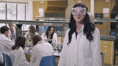 student in a science lab wearing safety ... | Stock Video | Pond5