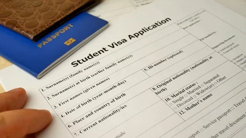 Student Visa application form with passp... | Stock Video | Pond5