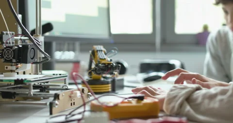 Students learning 3D printing in the lab... | Stock Video | Pond5