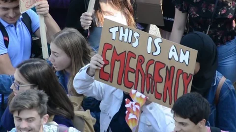 Students protest against climate change ... | Stock Video | Pond5